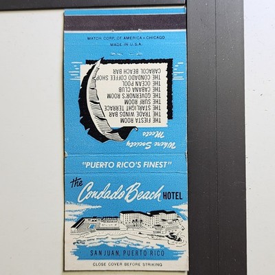 Condado Beach Hotel San Juan Puerto Rico Vintage 1950s Matchbook | eBay