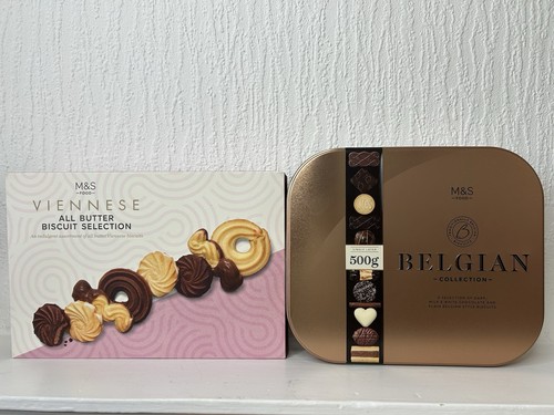 M&S Belgian Dark White Milk Chocolate Biscuit &All butter Viennese ...