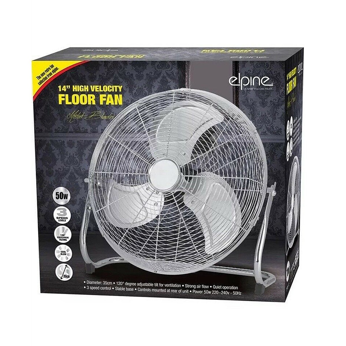 Electric Floor Fans ElectriQ 18 Inch High Velocity Floor Fan Chrome