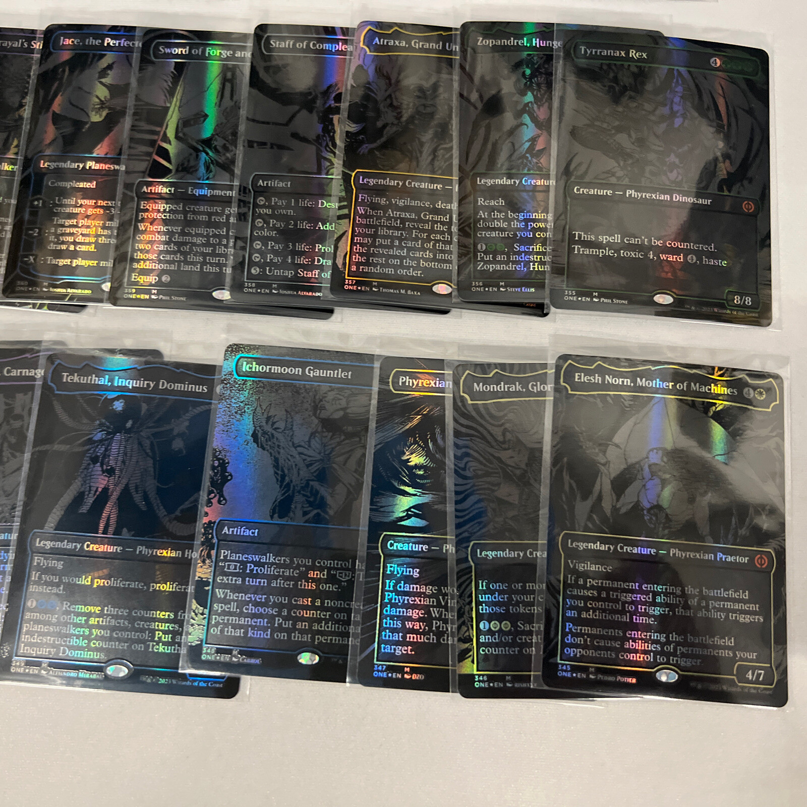 25 Cards: Complete Set Compleat Mythic Oil Slick Foil Raised ONE MTG 20 ...
