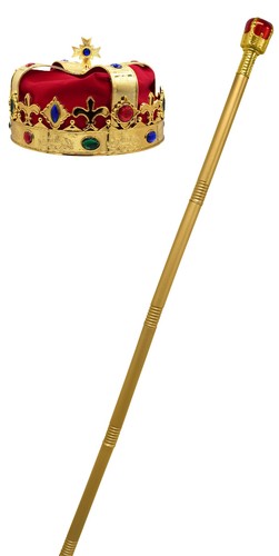 Adult Medieval Royal King Crown and Scepter Set Queen Regal Staff ...