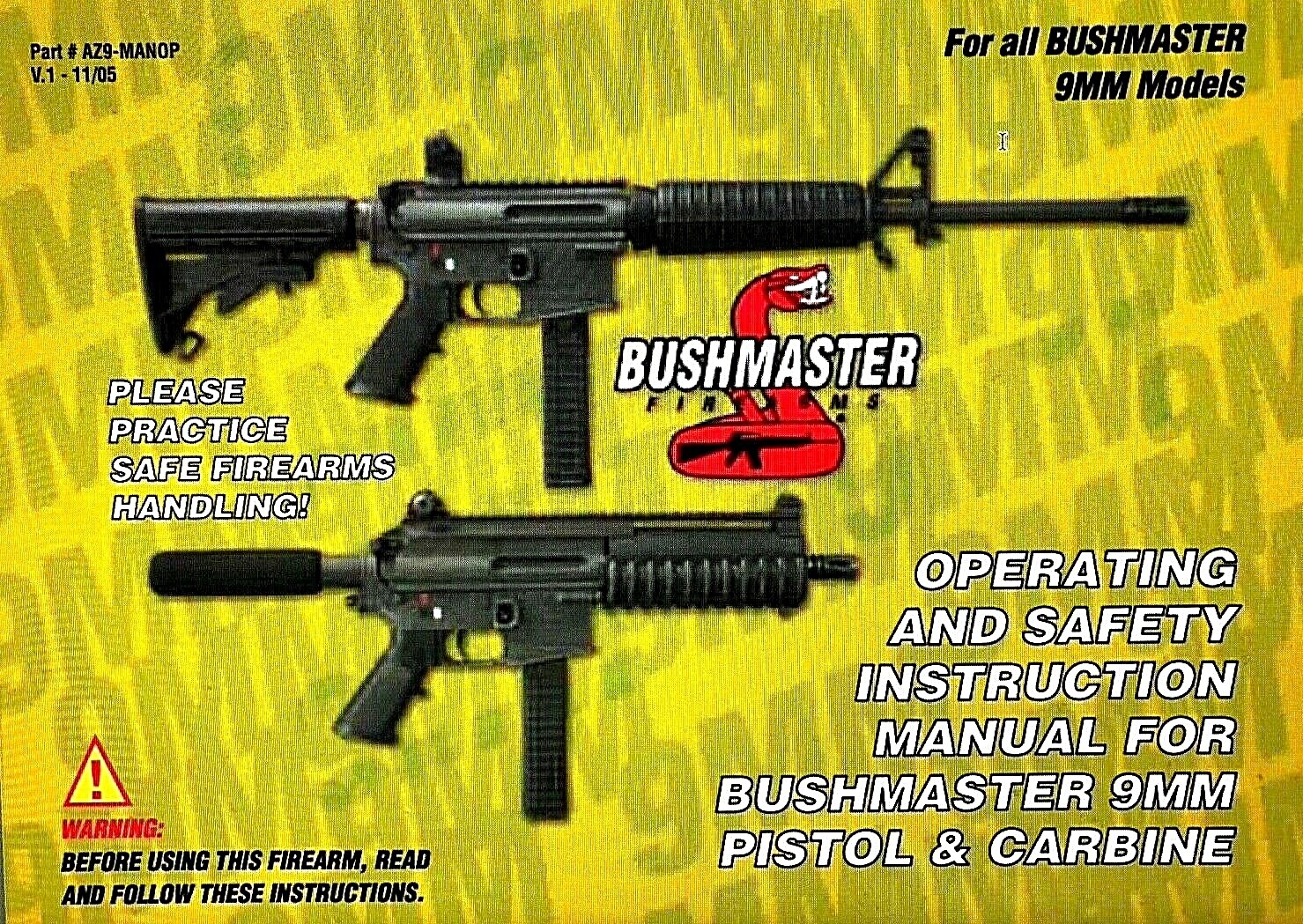 Bushmaster Firearms Owners Manuals Models XM15, C15, ACR, .308, Carbon ...