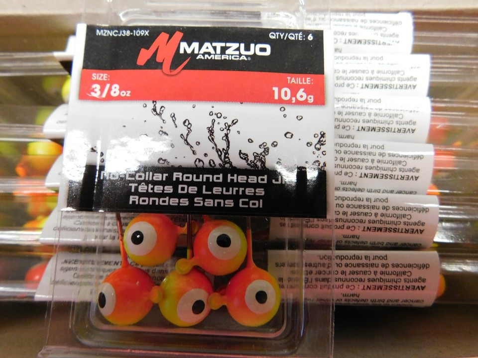 12 Packs-Matzuo 3/8oz Sunrise Orange/yellow Jig Heads MZNCJ38-109X-6 ...