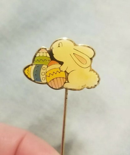 Vintage Easter Bunny Stick Pin 1980s Easter Egg Lapel Pin w/ End Cap ...