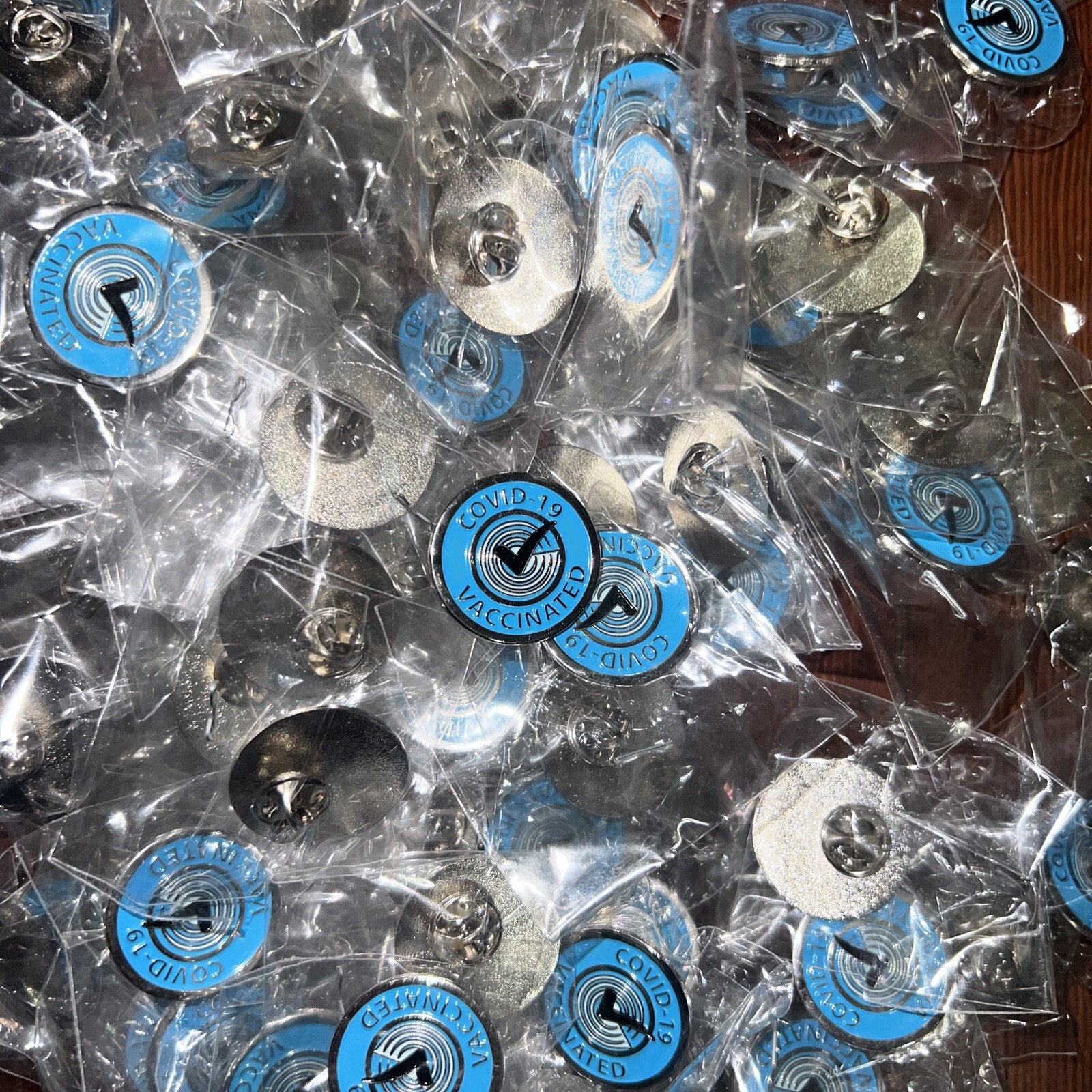 Lot Of 100 Pins COVID- 19 Covid Pin Check SAFE VACCINATED as pictured ...