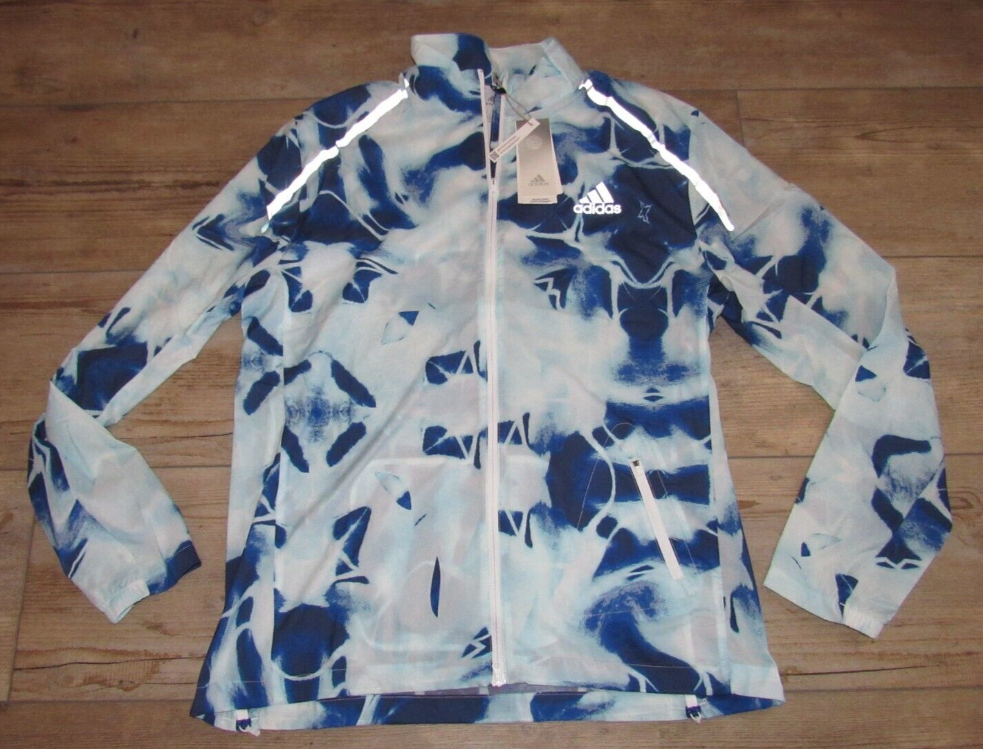 adidas Marathon Jacket Translucent Waterproof Blue Running $150 Men's Large