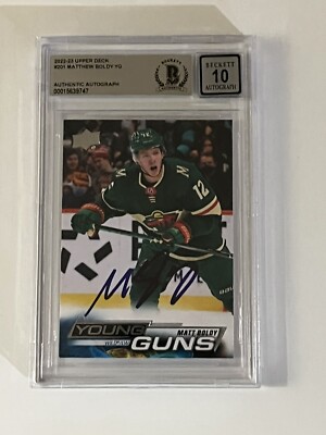 Matt Boldy Signed 2022-23 Upper Deck Young Guns Rookie RC BAS Autograph ...