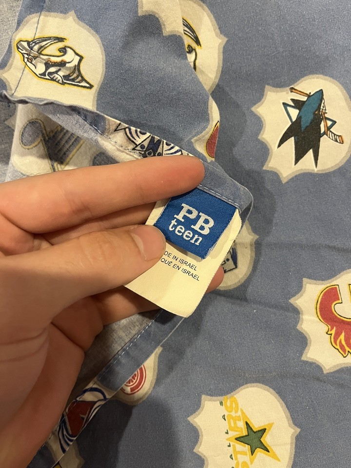 Pottery Barn Teen NHL Hockey Team Logos Twin Flat Sheet + 1 Pillow Case ...