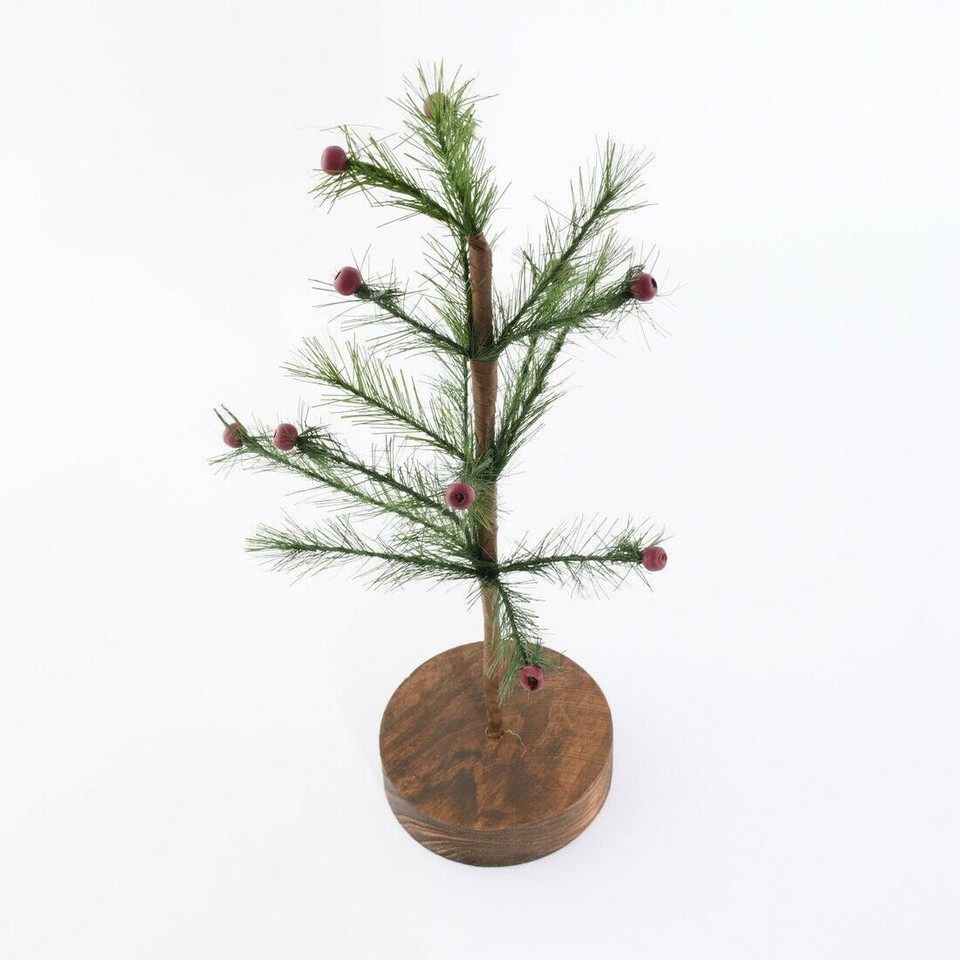 Primitive Farmhouse 13" Red Berry Feather Tree Country Craft | eBay