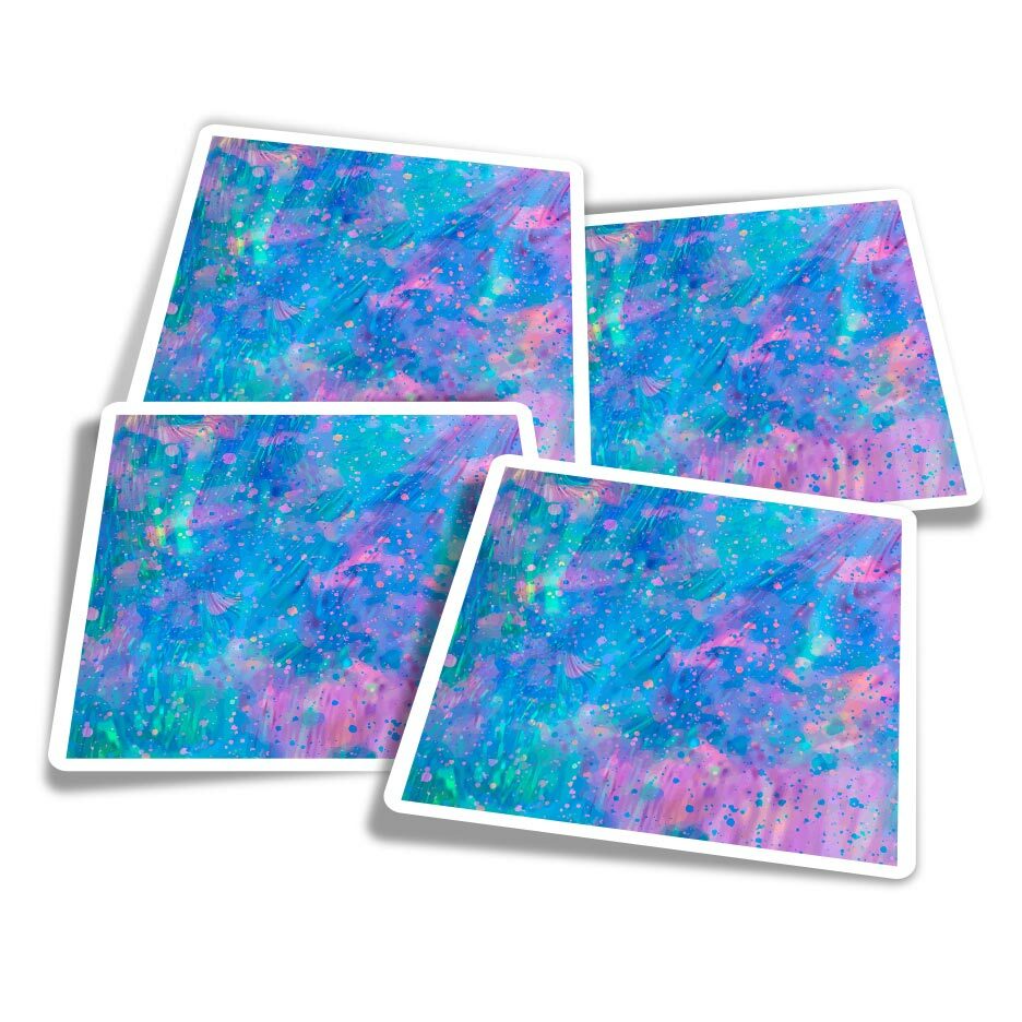 4x Square Stickers 10 cm - Opal Gemstone Moonstone Effect #3535 ...