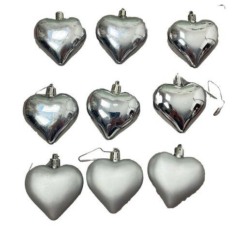 Christmas Ornaments Hanging Tree Set 9 Ikea Silver Heart Holiday Decor ...