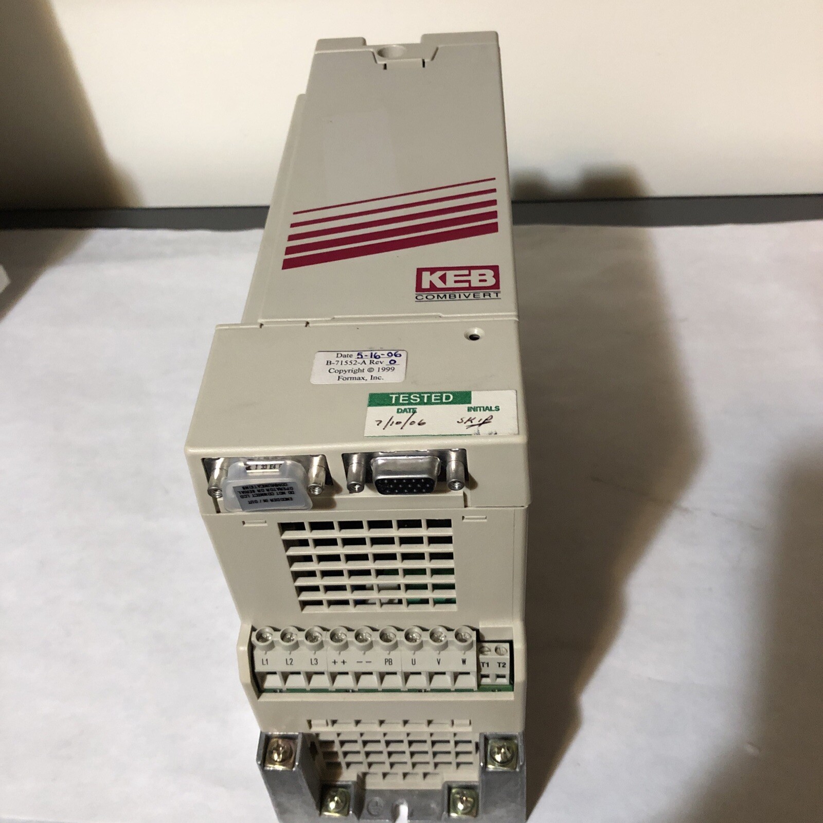 KEB COMBIVERT F5, 09.F5.M1D-LAEA VERSION 1.0,3PH INVERTER DRIVE 2.8 KVA ...