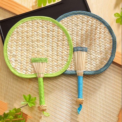 Wheat Straw Hand-Woven Pushan Chinese Style Cooling Fan for Home Decor ...