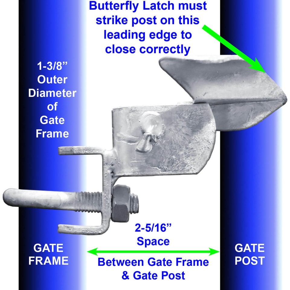Chain Link Butterfly Gate Latch - Self-Latching Latch (1-3/8" x 2-3/8 ...