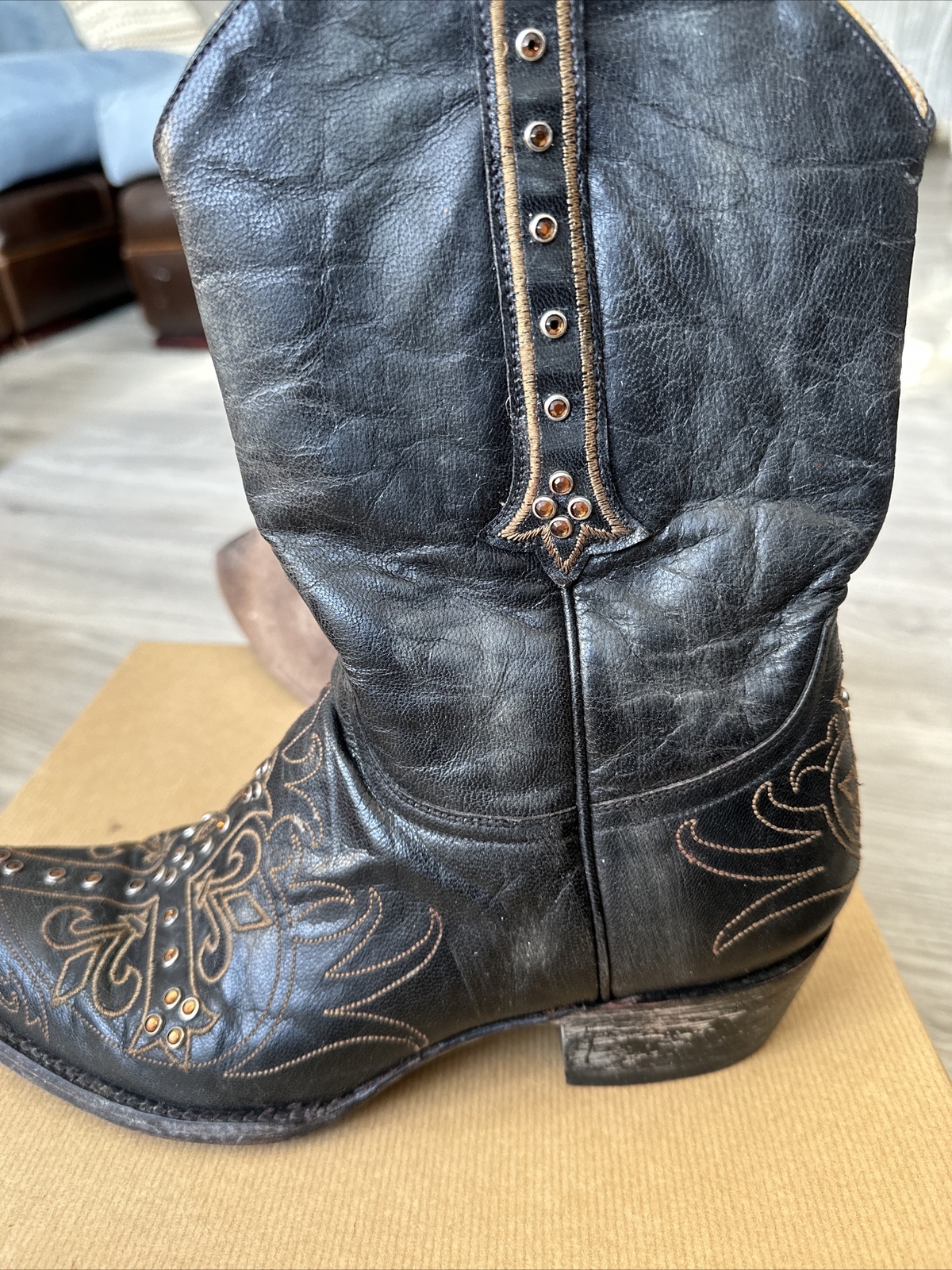 Old Gringo boots women Size 6.5-7 (US 8.5b) BLACK with amber Rhinestone ...