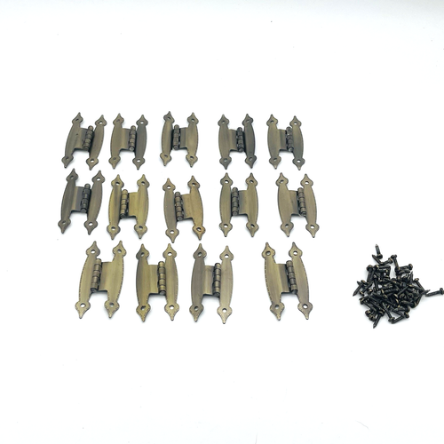 14 Vintage Brass Colonial H Style HINGES for 3/8" Offset Cabinet Doors ...