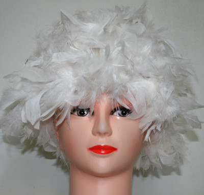 Wig Feather Wig White Chandelle Feather Wig Bird Crow Swan Halloween ...