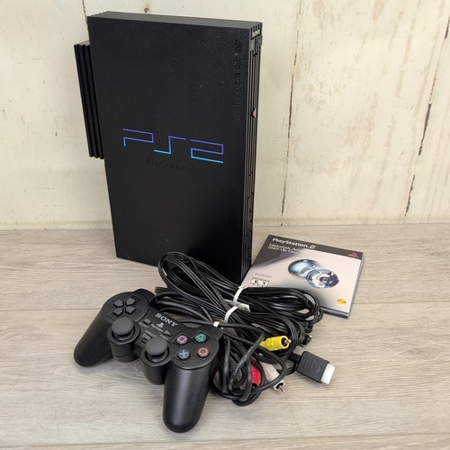 Sony PlayStation 2 Fat Console Black SCPH-50001/N W/ Network Adapter ...
