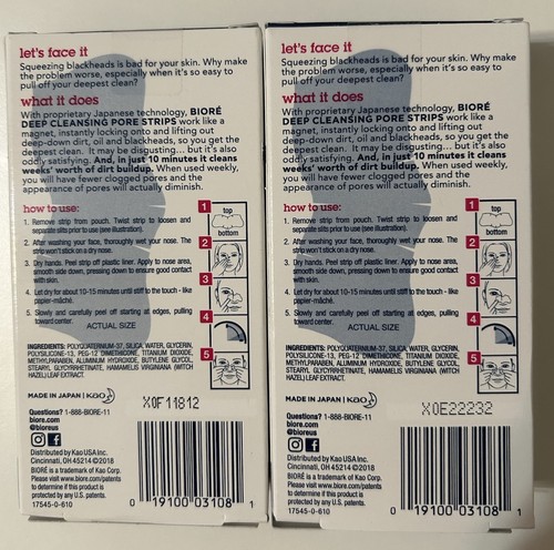 2x Boxes Biore Original, Deep Cleansing Pore Strips, 8 nose strips | eBay