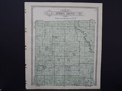 Wisconsin Green County Map 1918 Spring Grove Decatur Township Dbl Side ...