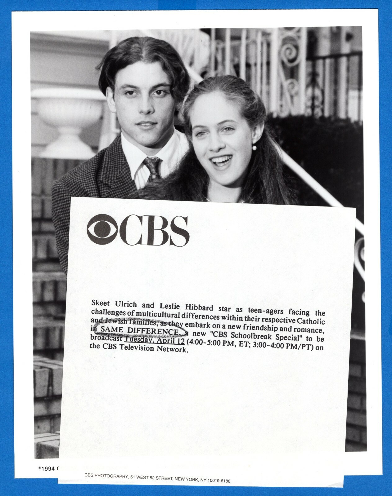 SKEET ULRICH LESLIE HIBBARD 7x9 Vintage Promo Photo SAME DIFFERENCE ...