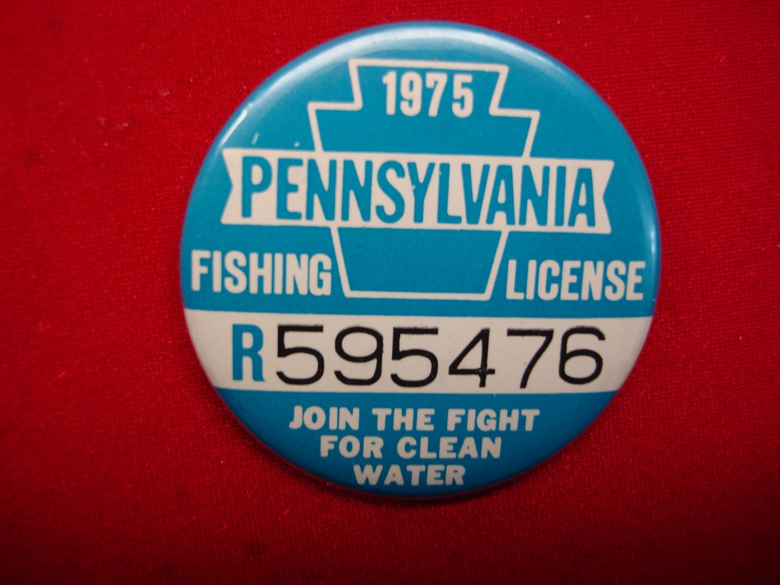 1975 PENNSYLVANIA FISHING LICENSE BUTTON -NEAT OLDTIME RESIDENT PIN-ON ...
