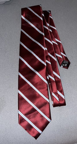 George Tie Maroon Gray Stripe Necktie 59 x 3.5 New | eBay