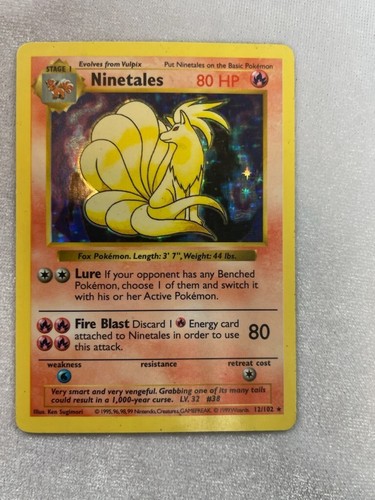 Pokémon TCG Ninetales Base Set 12/102 Holo Shadowless Holo Rare | eBay
