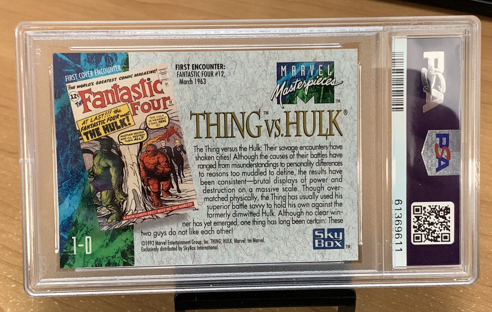 1992 Marvel Masterpieces #1-D Thing vs. Hulk Battle Spectra PSA 8 NM-MT ...