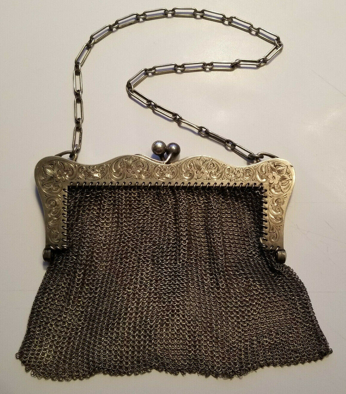 ANTIQUE STERLING SILVER MESH PURSE - OUTSTANDING COND… - Gem