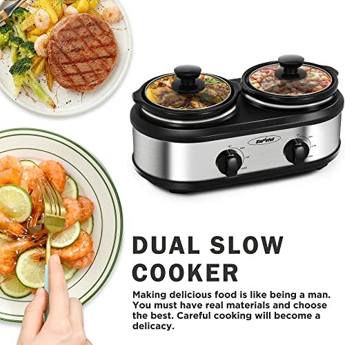Dual Pot Slow Cooker 2 Pot Small Mini Crock Buffet Server And Warmer ...
