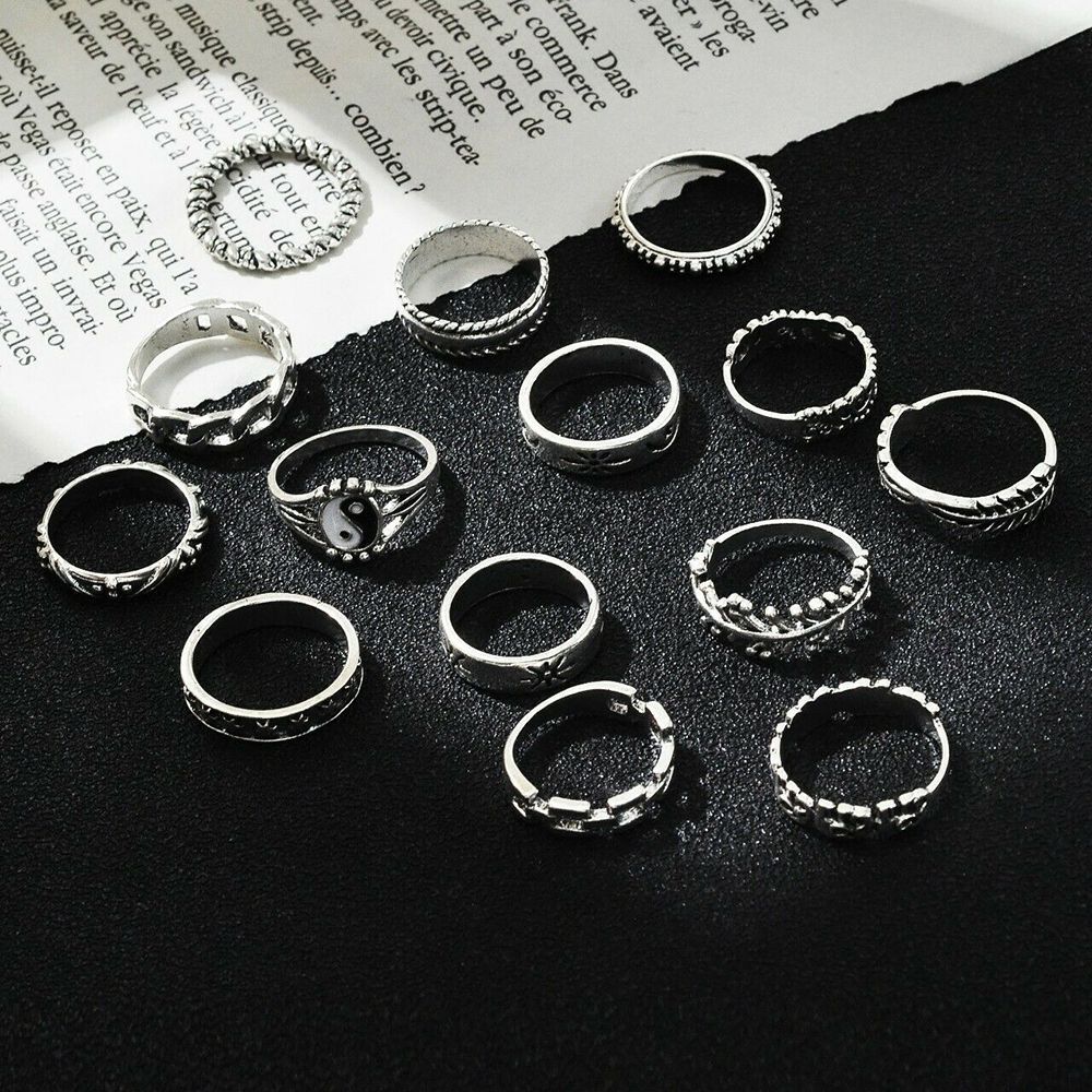 Color Finger Rings Boho Knuckle Rings Vintage Punk Yin Yang Knuckle ...