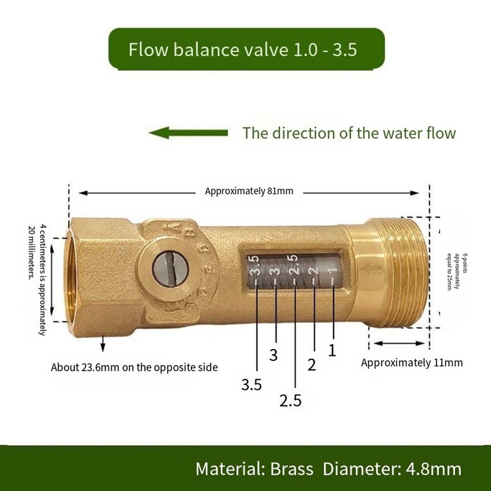 Balancing Valve Adjustable Flow Control Flow Monitoring 1-3.5L/min Flow ...