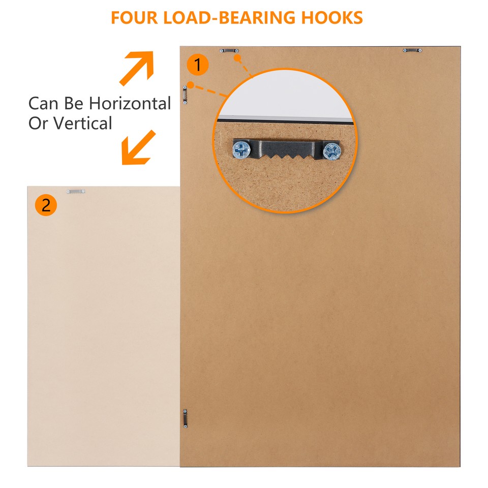 Rectangular Wall Mirror 24" x 36" Bathroom Mirror Black PS Frame Vanity ...