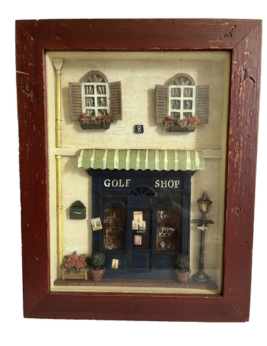 Golf Shop Vintage Diorama Wood & Glass Window Shadow Box Handcrafted ...