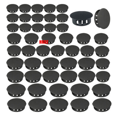 Black Round Plastic Hole Plug Blanking End Caps Pipe Tube Inserts Bungs ...