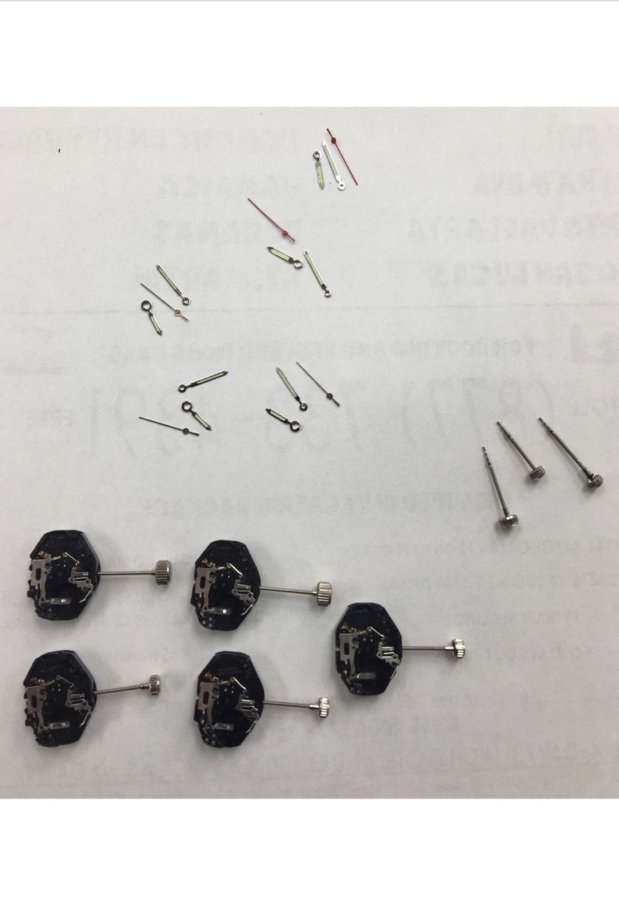 PACK OF 5 PC21 QUARTZ WATCH MOVEMENTS WITH STEM AND GLOW HANDS + 3 ...