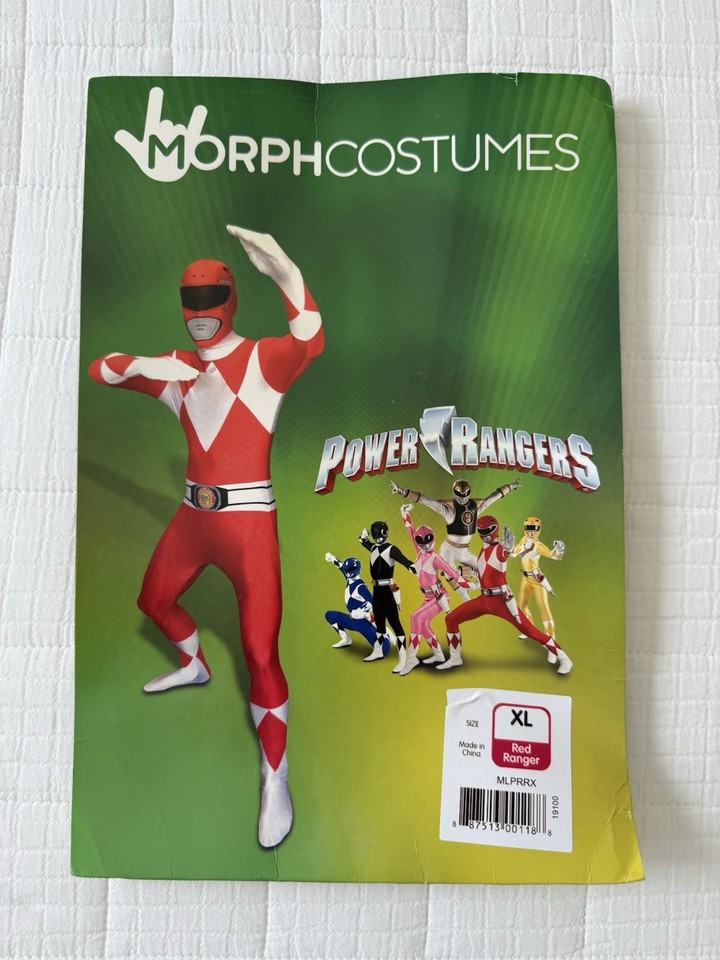 Red Power Ranger Costume Men’s XL Morphsuits Full Body Suitw/ Mask ...