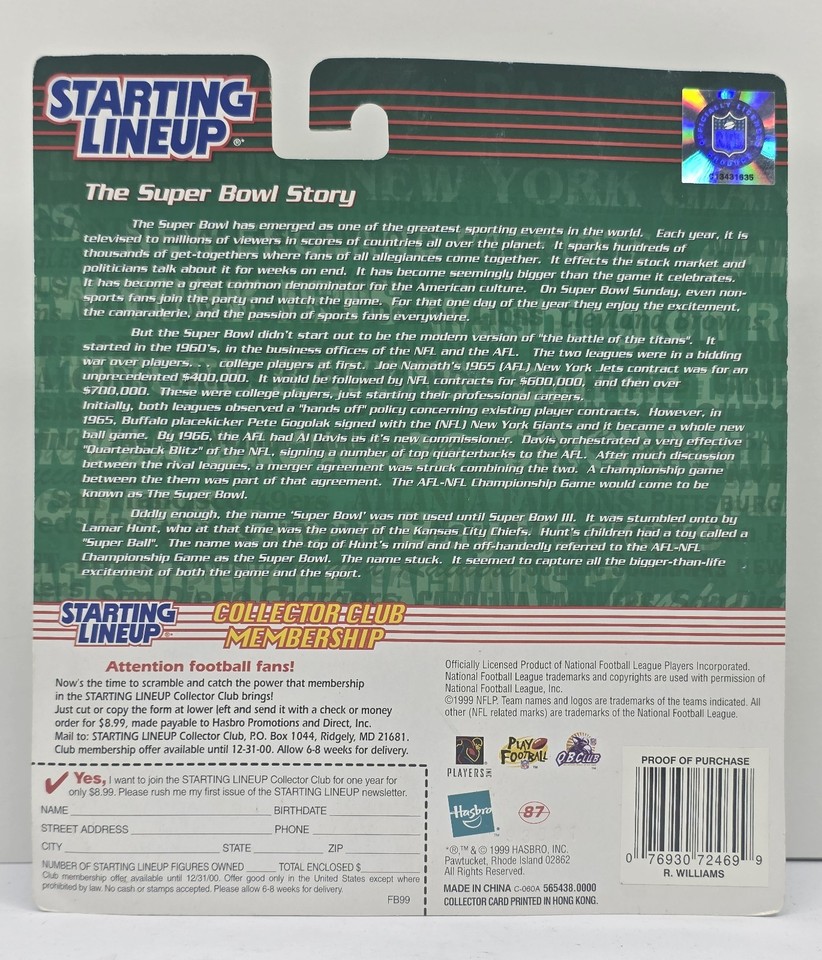Hasbro 99-2000 Extended Series Ricky Williams NFL Starting Lineup ...