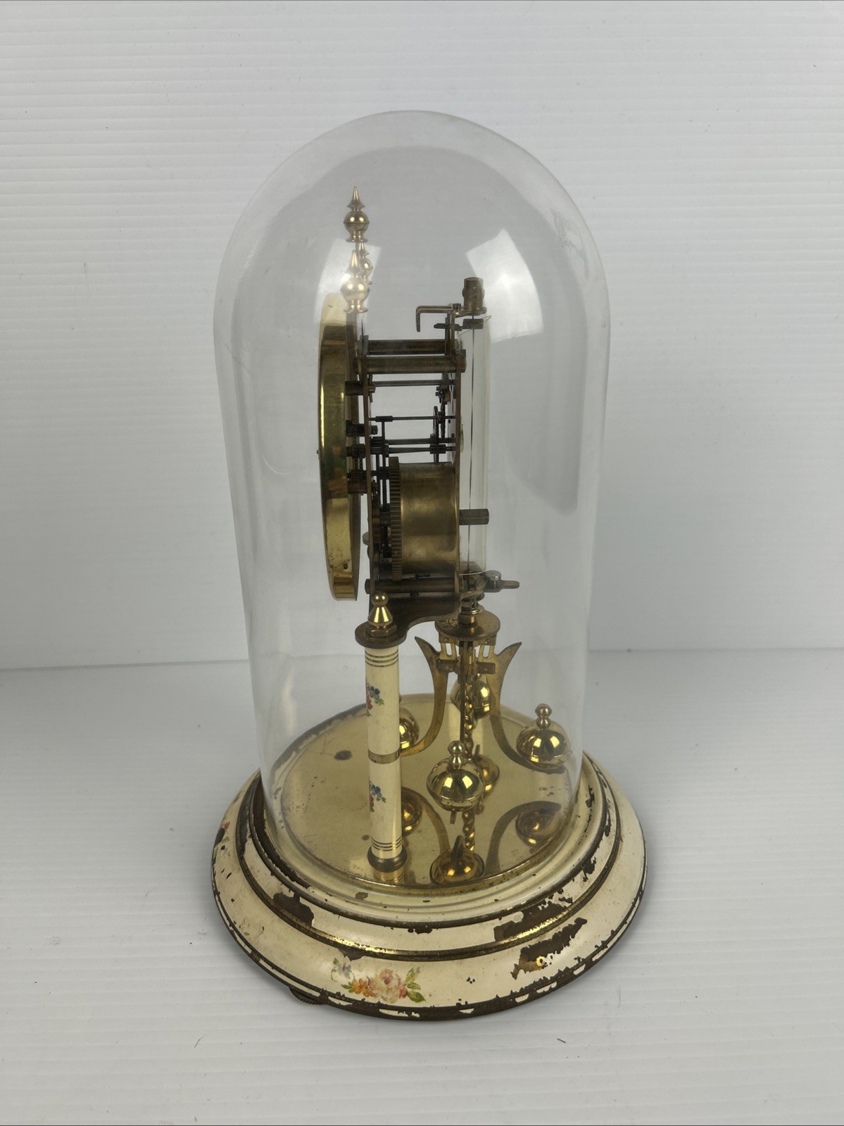Vintage German Kundo Anniversary Clock with Glass Dome Floral Design | eBay