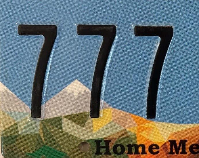 TRIPLE DIGIT 7 license plate Seven 777 repeating number L51 NV | eBay