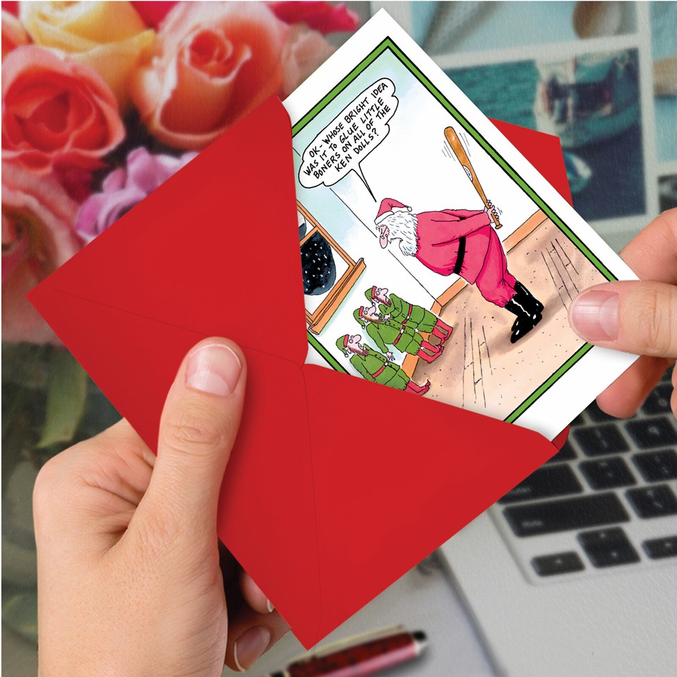 B1604 Set of 12 Ken Dolls Unique Funny Christmas Cards with Envelopes ...