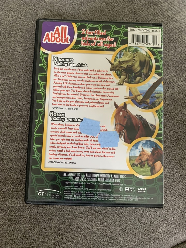 All About Dinosaurs / All About Horses - DVD - Backpack Jack,Hard H | eBay