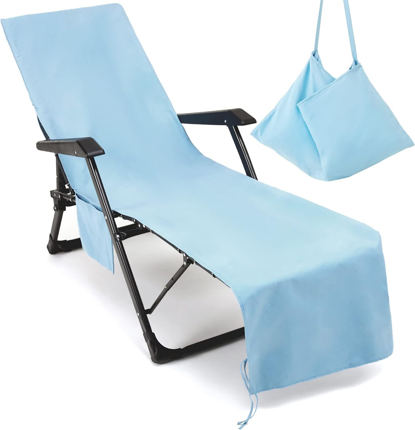 Chaise Lounge Pool Chair Cover Beach Towel Fitted Elastic Pocket Sky ...