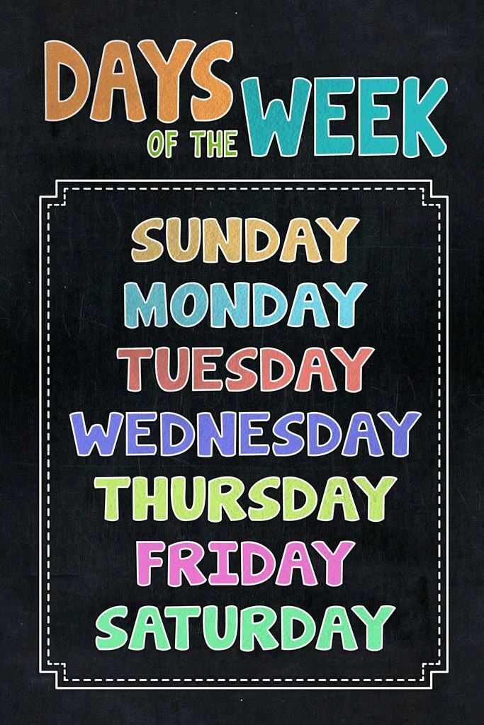 Days Of The Week Poster Printable