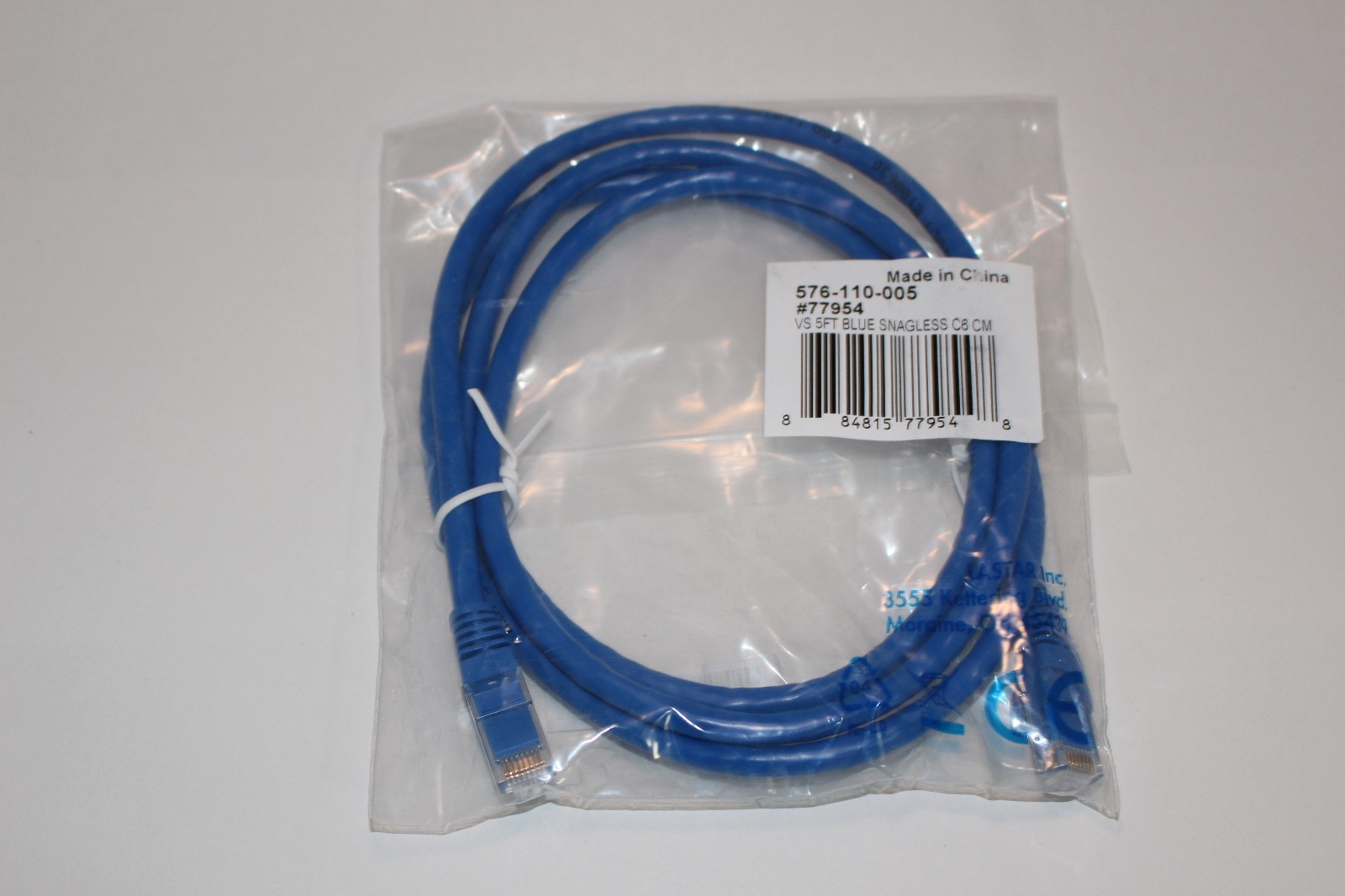 Ethernet #77954 Quiktron Cable VS 5FT Blue 576-110-005 snagless C6 CM ...