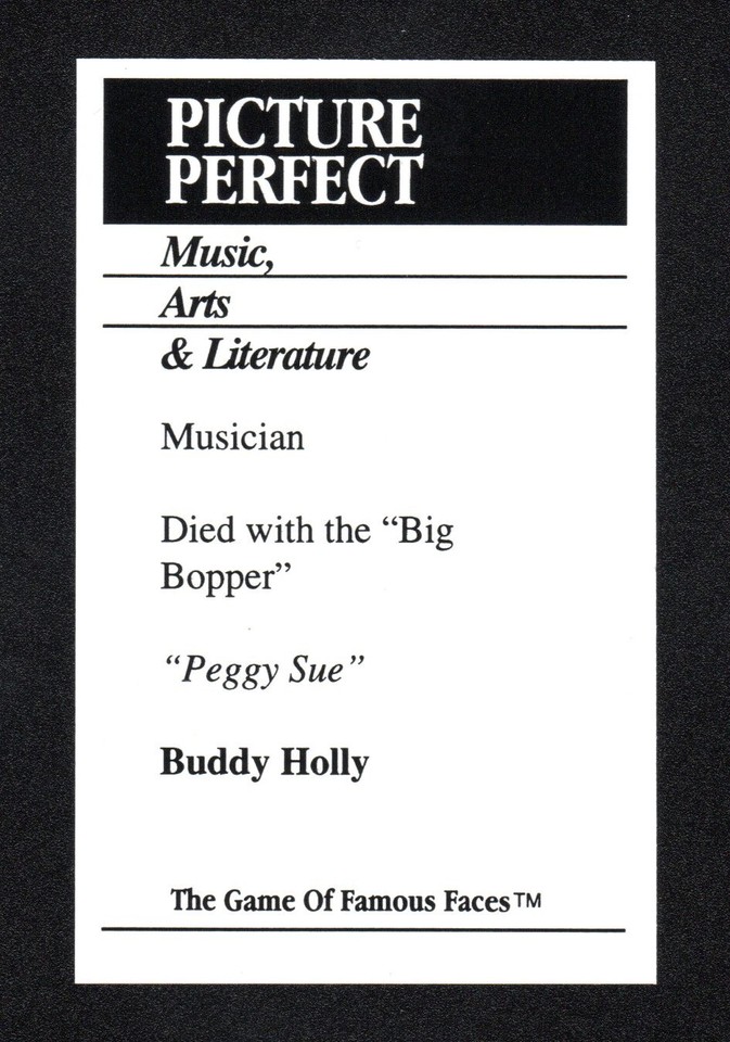Buddy Holly Singer 1998 Lang Gang Picture Perfect Game of Famous Faces ...