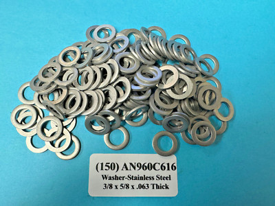 (150) 3/8 x 5/8 x .063 Thick Stainless Steel Washers AN960C616 ...