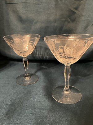 100 Years Old! Fostoria Rogene Etched Crystal Coupe- Poppy Pattern ...