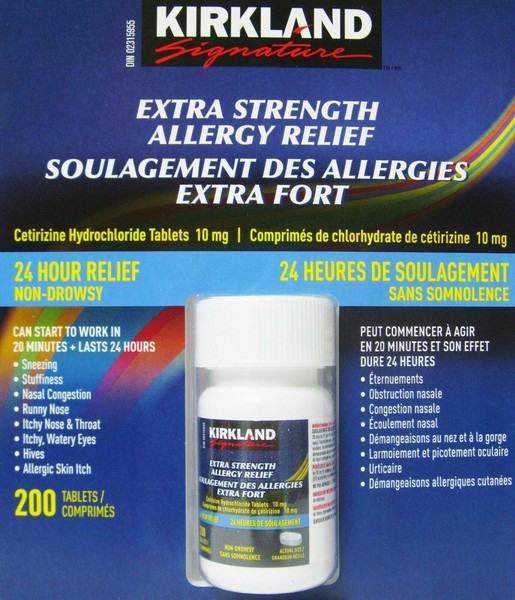Kirkland Signature Extra Strength Allergy Relief 24hr 400 Tablets10mg ...